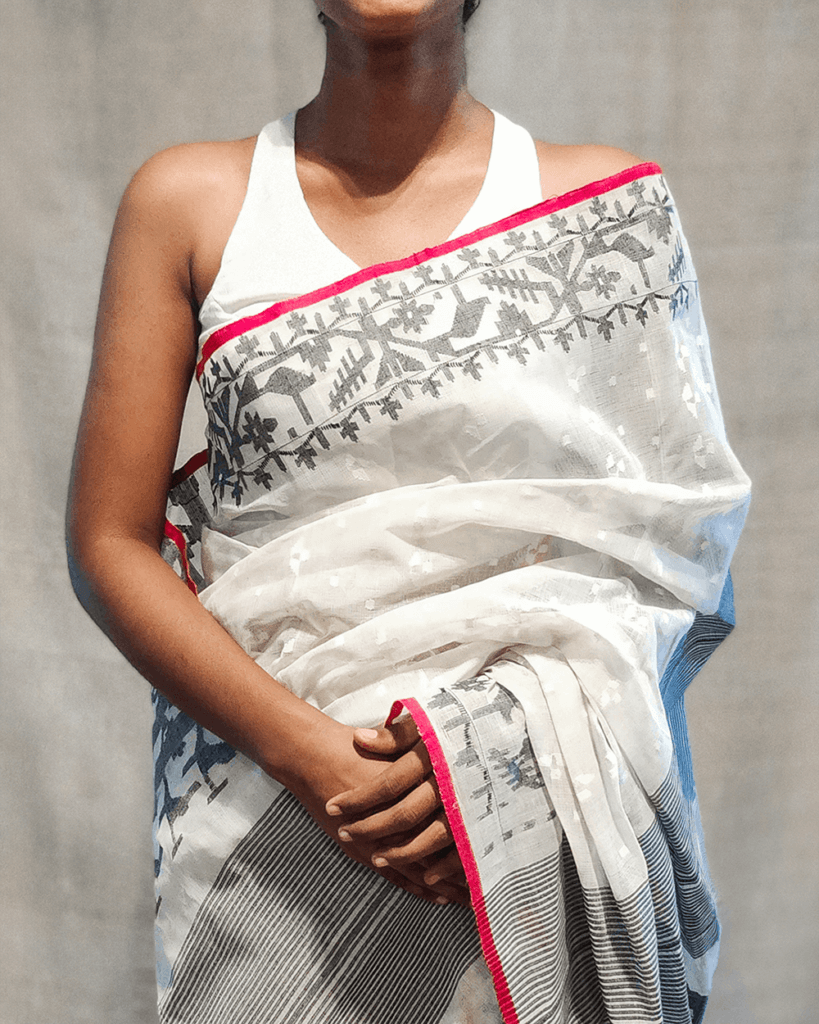 Jamdani White and Grey - Rithihi